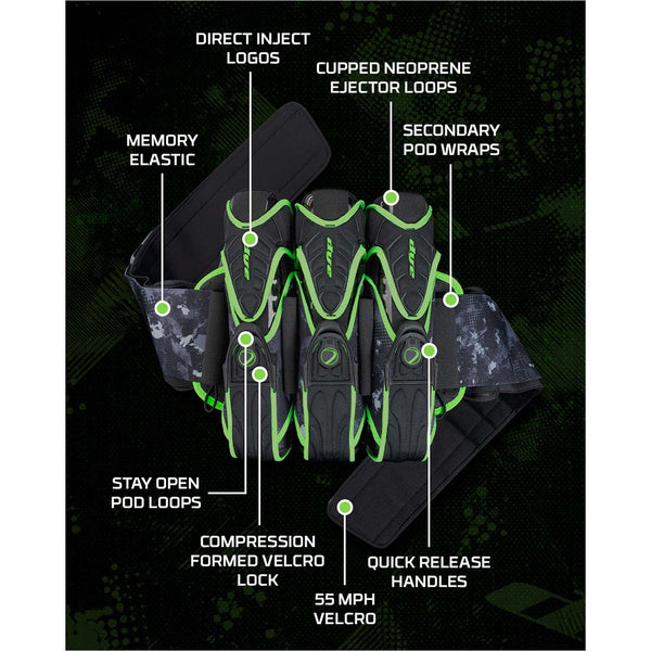 Dye Assault Pack Pro Harness - Dyecam Lime - 3 + 4 - Fearless Paintball