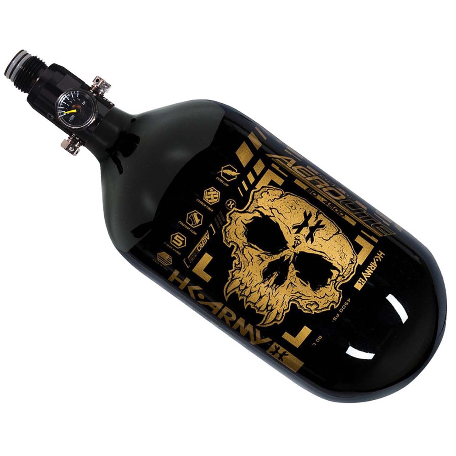 HK Army Extra Lite Carbon Fiber HPA Tank - 80/4500 - Doom Black / Gold ...